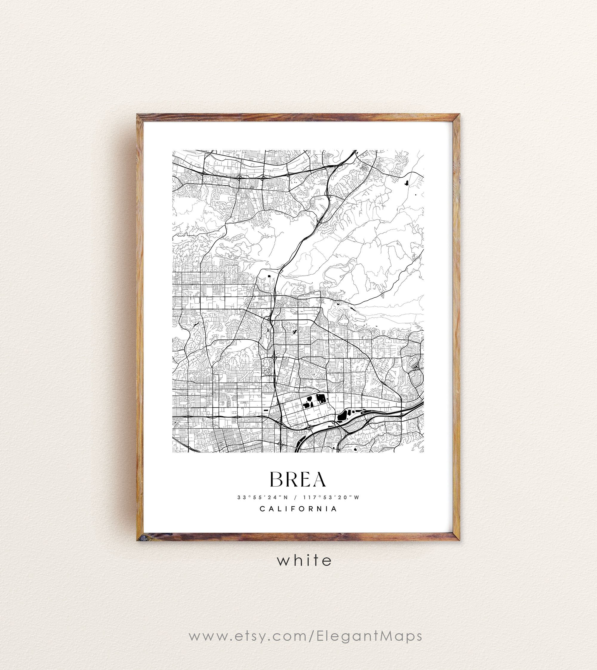 Brea California Map Brea CA Map Brea City Print Brea - Etsy