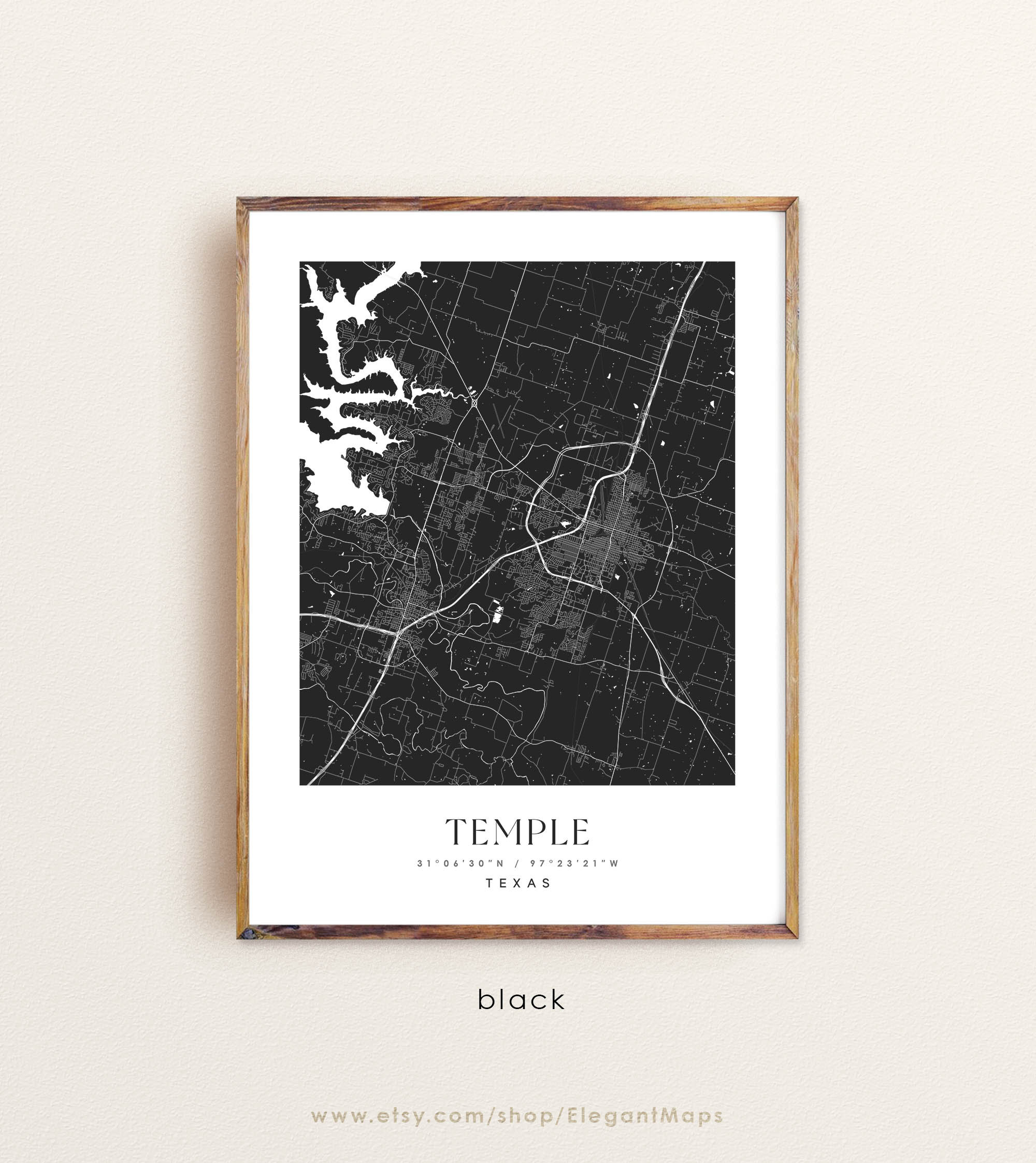 Temple Texas Map Temple TX Map Temple City Print Temple - Etsy