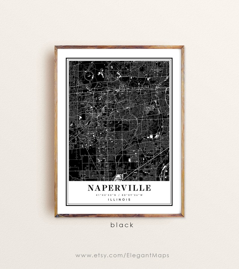 Naperville Illinois Map Naperville IL Map Naperville City | Etsy