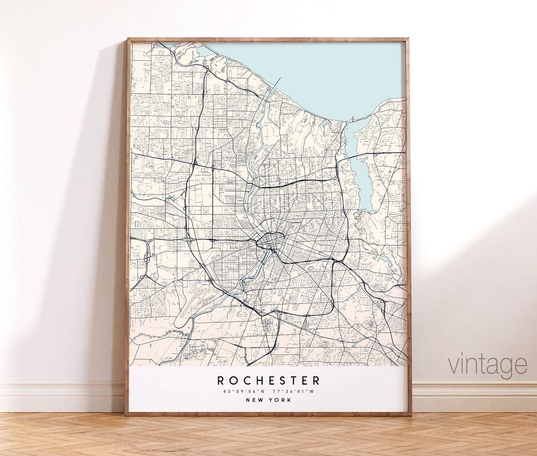 ROCHESTER NY Mapa Cartel del mapa de la ciudad, Arte impreso de ...