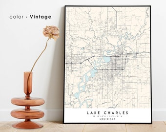 Lake Charles Map - Etsy