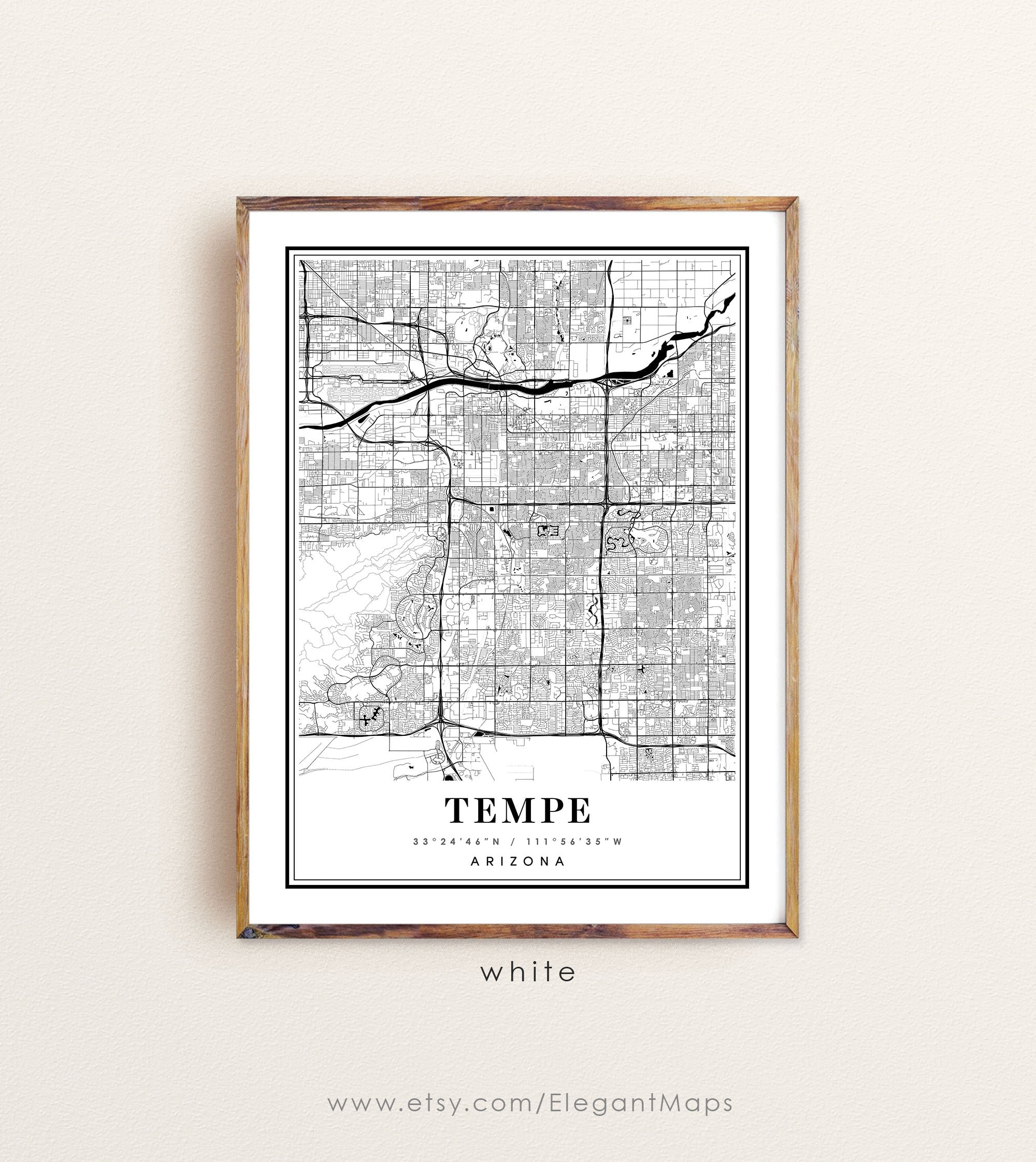 Tempe Arizona Map Tempe AZ Map Tempe City Map Tempe Print - Etsy