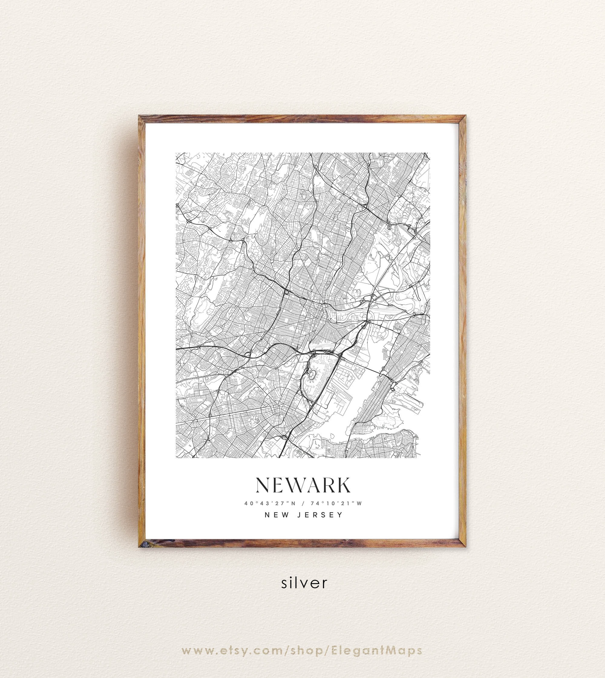 Newark New Jersey map Newark NJ map Newark city print | Etsy