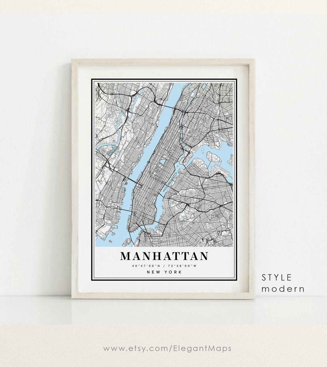 Manhattan New York Map Manhattan NY Map Manhattan City Map - Etsy