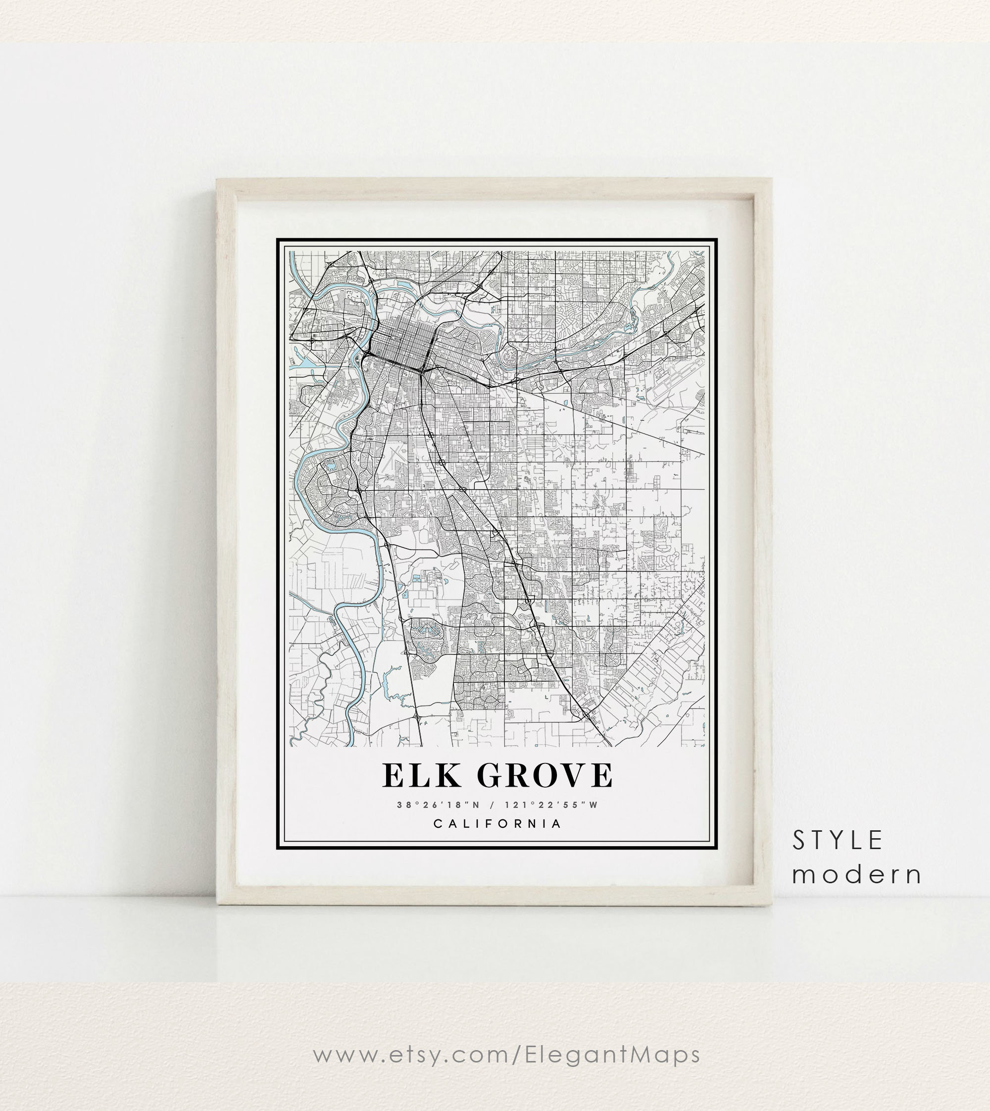 Elk Grove California Map Elk Grove CA Map Elk Grove City - Etsy