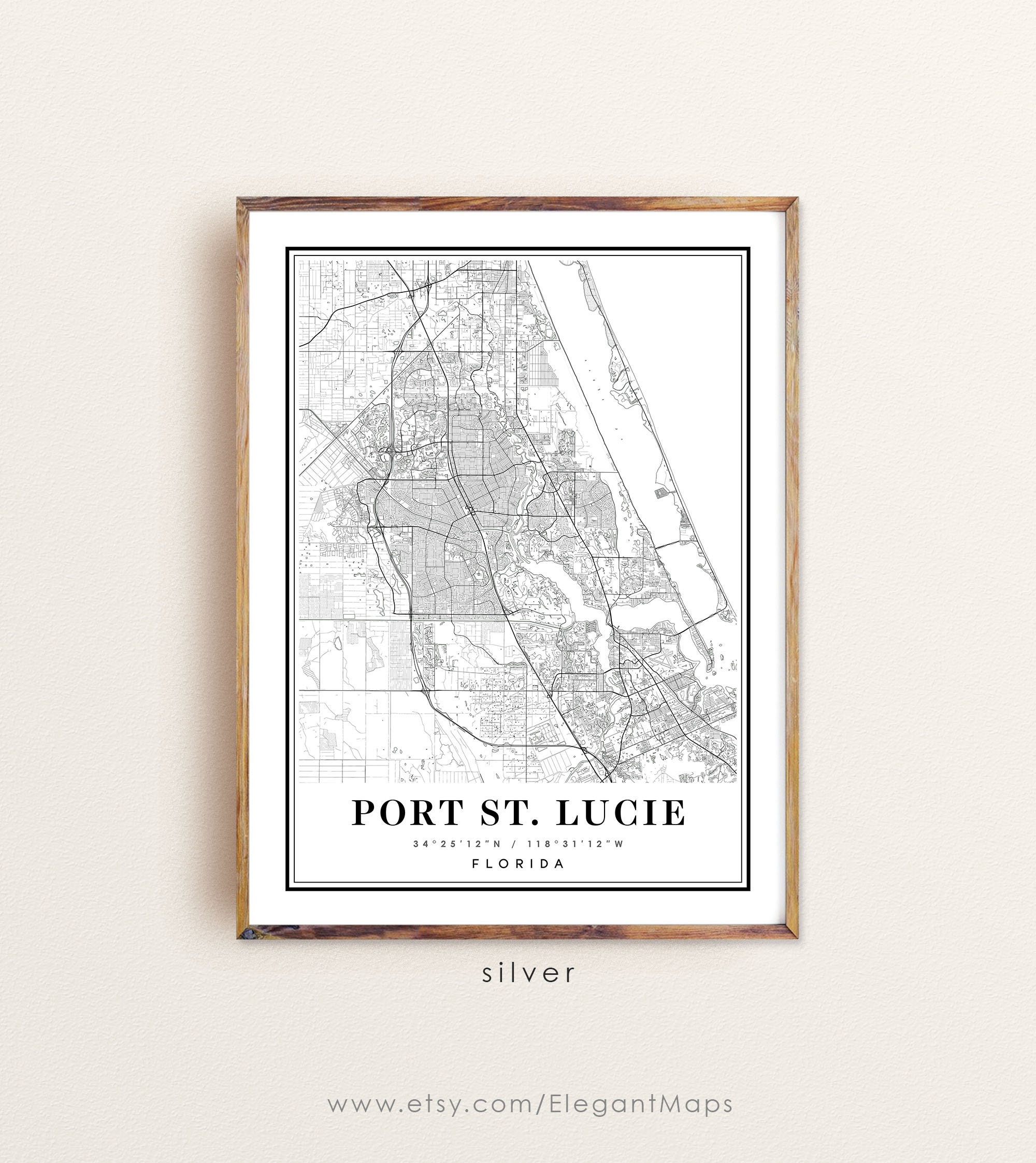 Port St. Lucie Florida Map Port Saint Lucie FL Map Port - Etsy