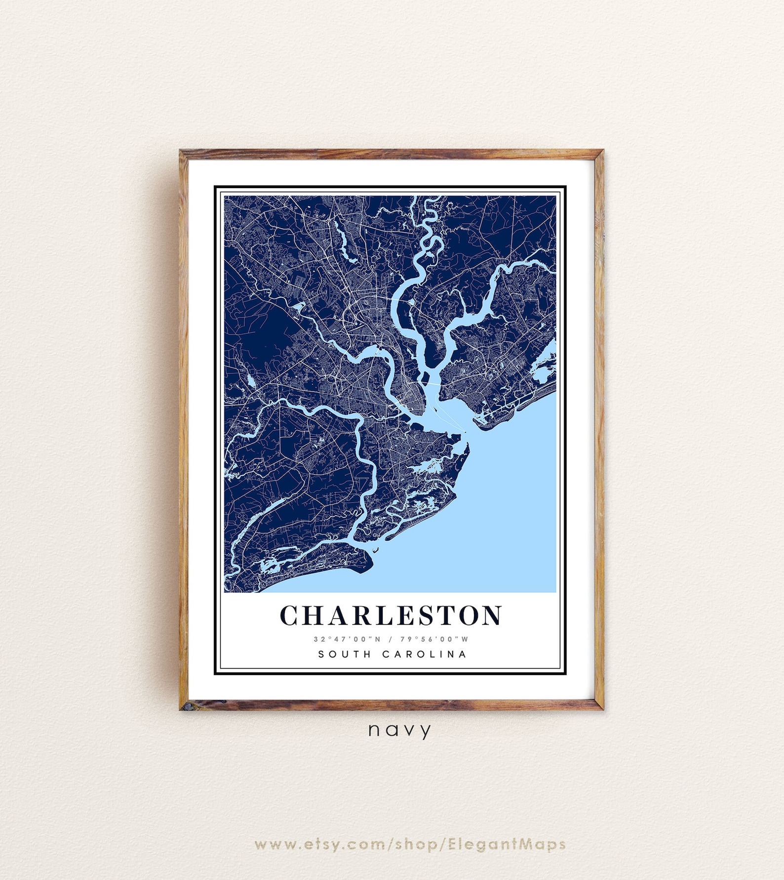 Charleston South Carolina map Charleston SC map Charleston | Etsy
