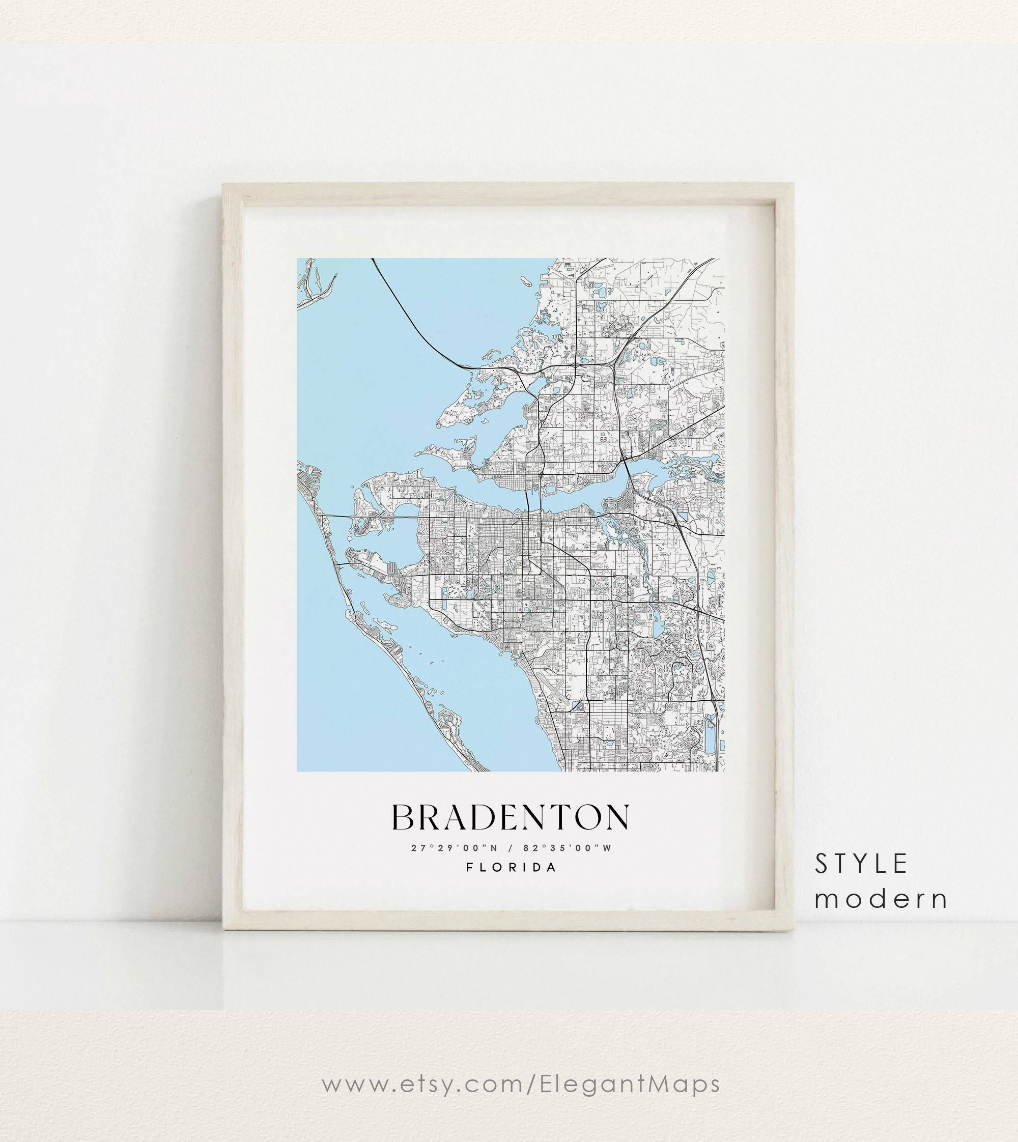 Bradenton Florida Map Bradenton FL Map Bradenton City Print - Etsy