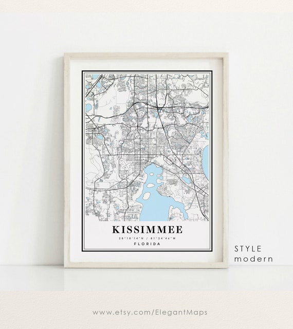 Mapa de Kissimmee Florida mapa de Kissimmee FL mapa de la - Etsy México