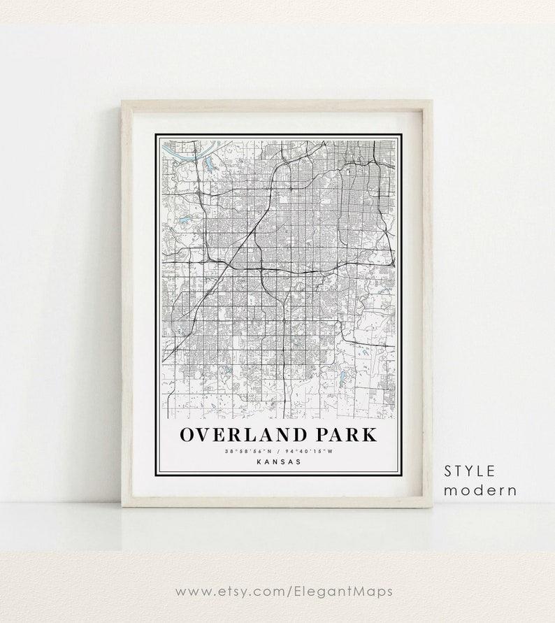 Overland Park Kansas Map Overland Park KS Map Overland Park - Etsy
