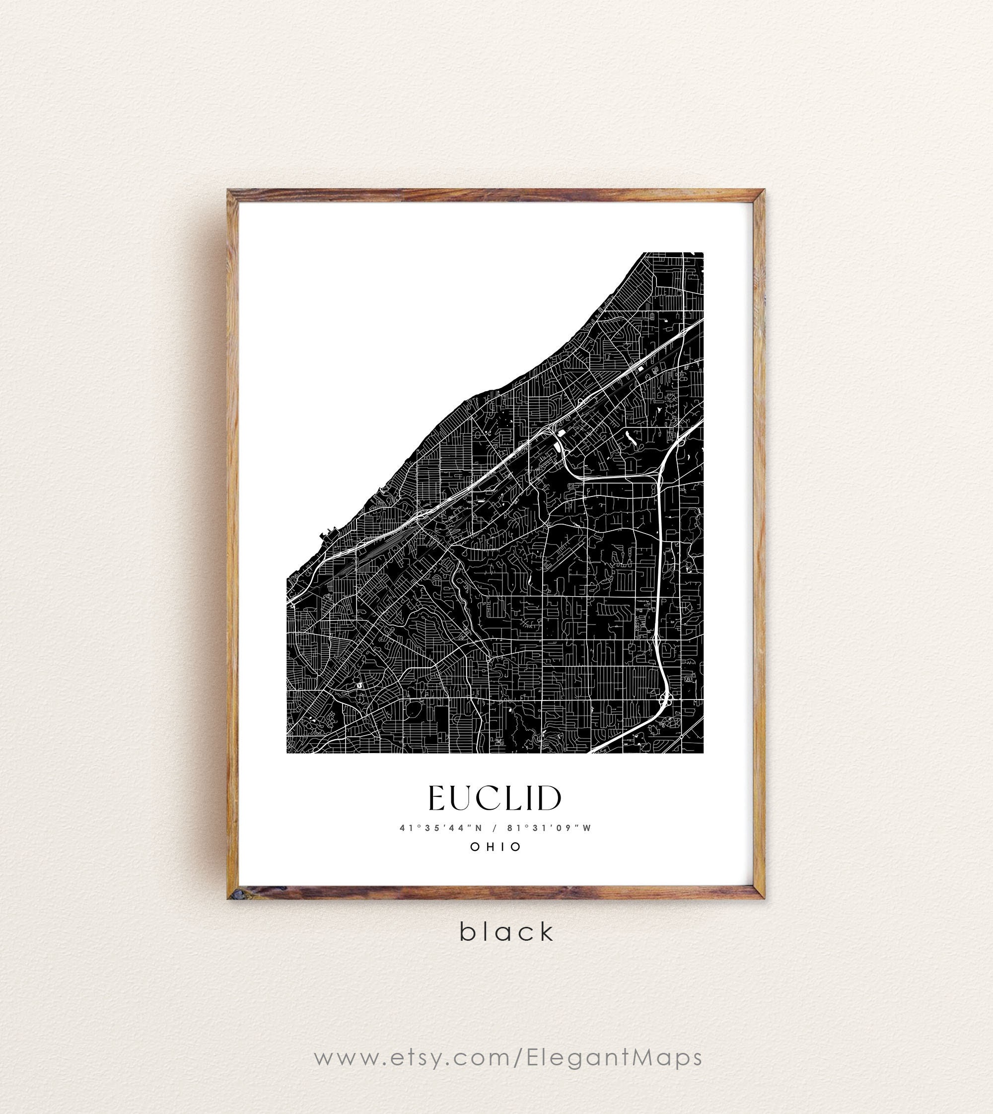 Euclid Ohio Map Euclid OH Map Euclid City Print Euclid - Etsy