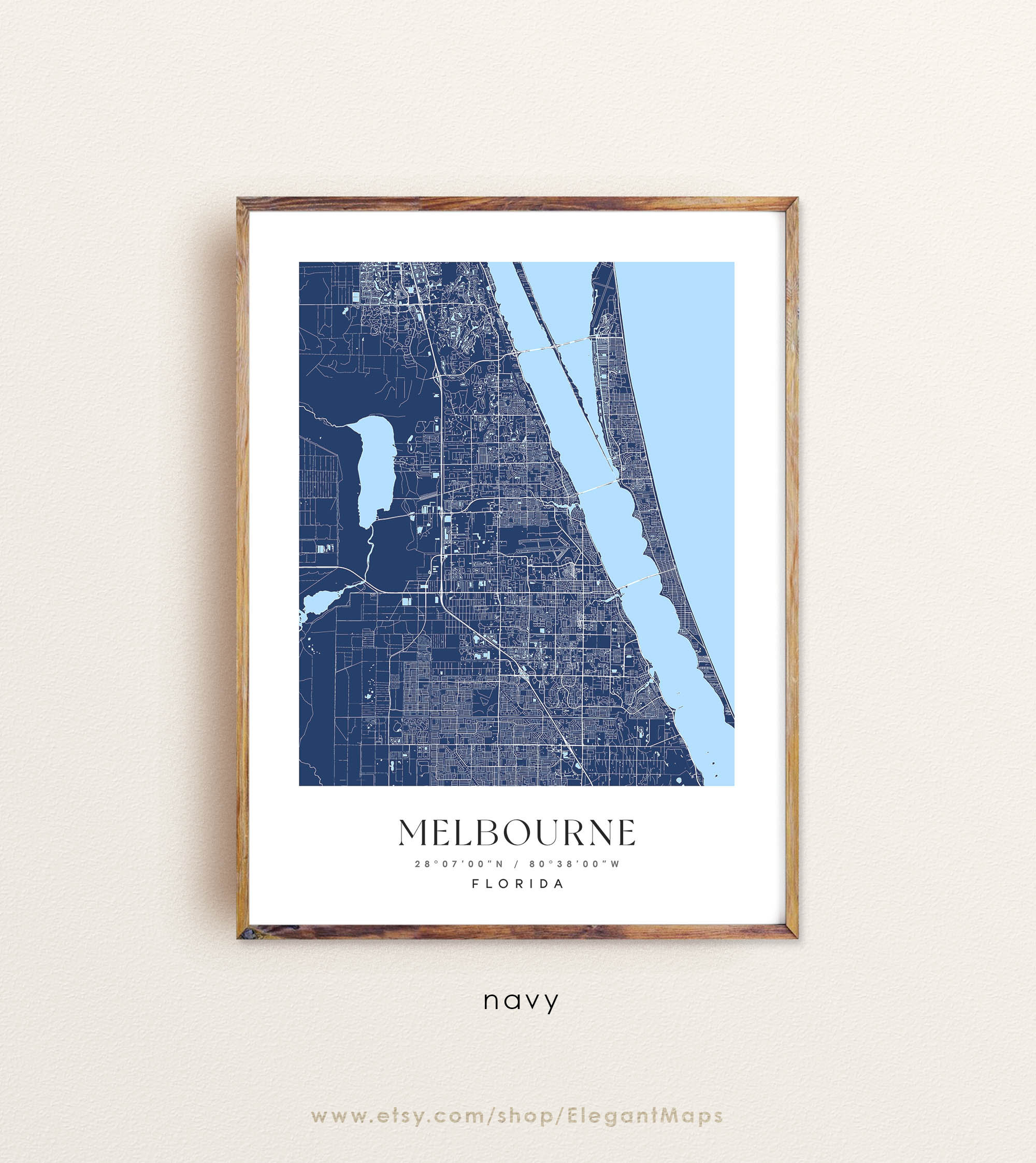 Melbourne Florida Map Melbourne FL Map Melbourne City Print - Etsy