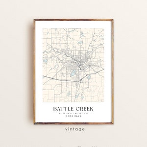 Battle Creek Michigan Map Battle Creek MI Map Battle Creek - Etsy