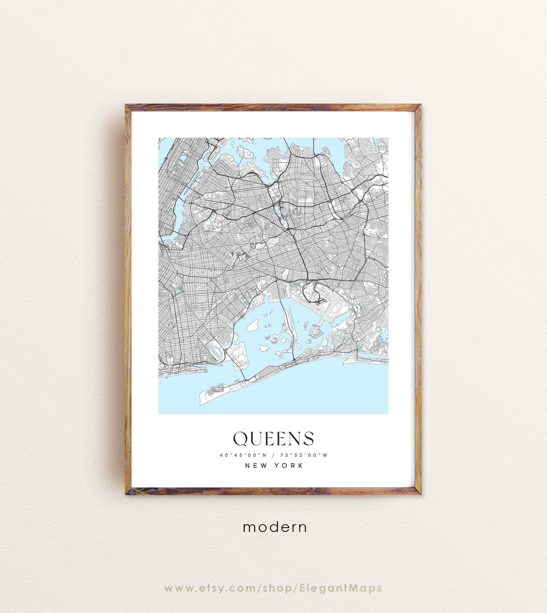 Mapa de Queens New York, mapa de Queens NY, impresión de la ciudad de ...