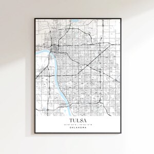 Tulsa OK Map With Street Name Labels A Stylish and Detailed Depiction ...