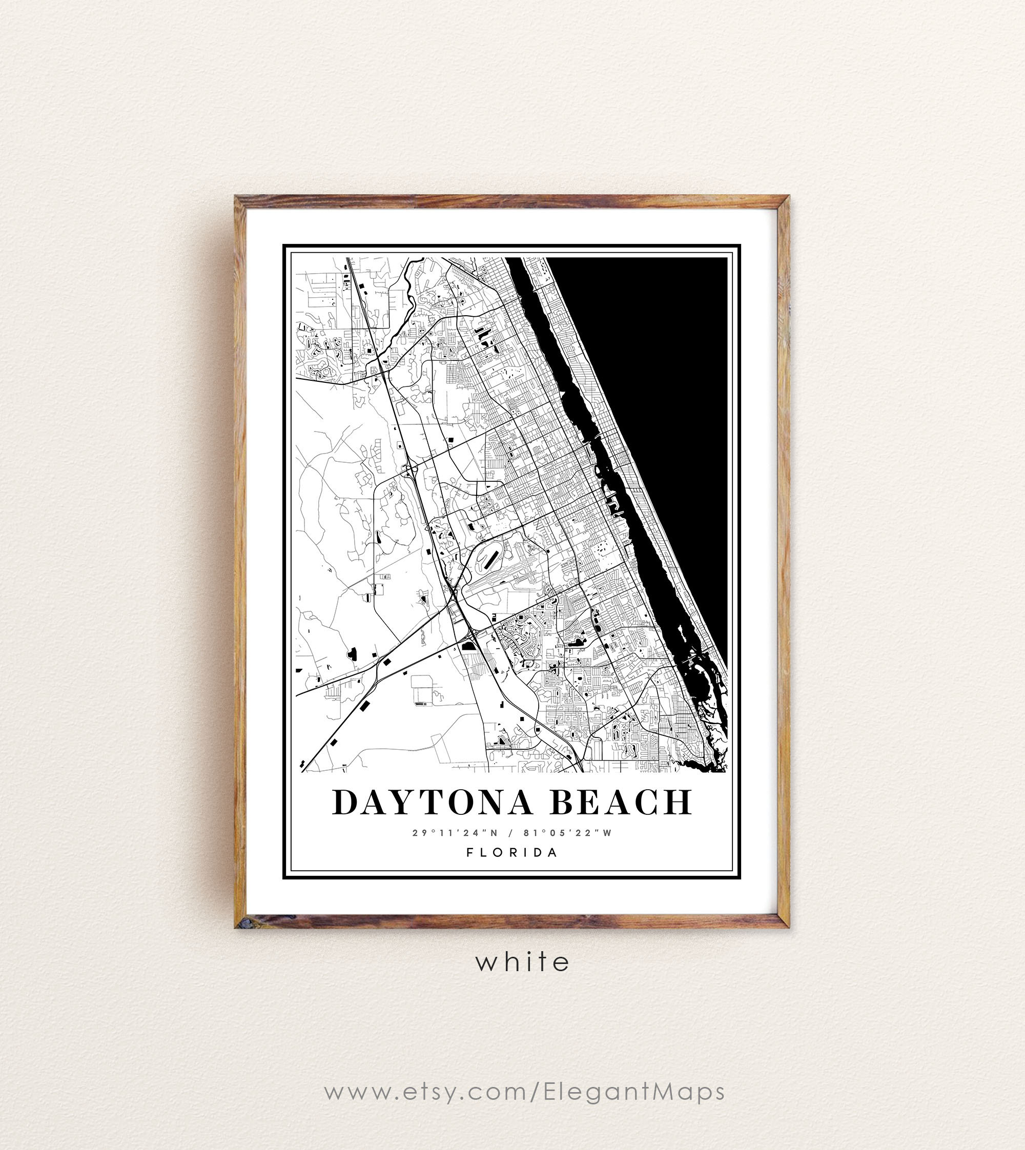 Daytona Beach Florida Map Daytona Beach FL Map Daytona Beach - Etsy