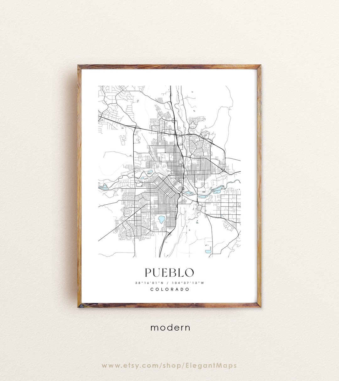 Pueblo Colorado Map Art Print: Custom Cityscape Poster - Etsy