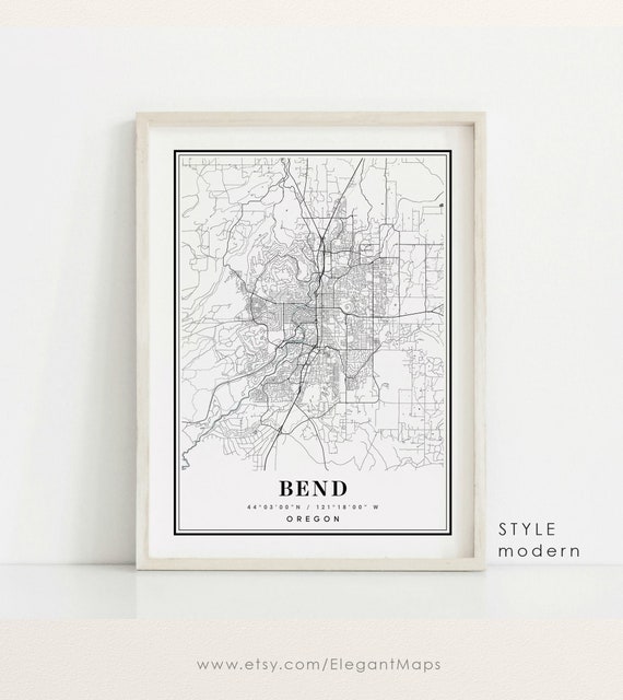 Bend Oregon Map Bend OR Map Bend City Map Bend Print Bend | Etsy