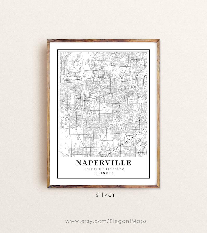 Naperville Illinois Map Naperville IL Map Naperville City | Etsy