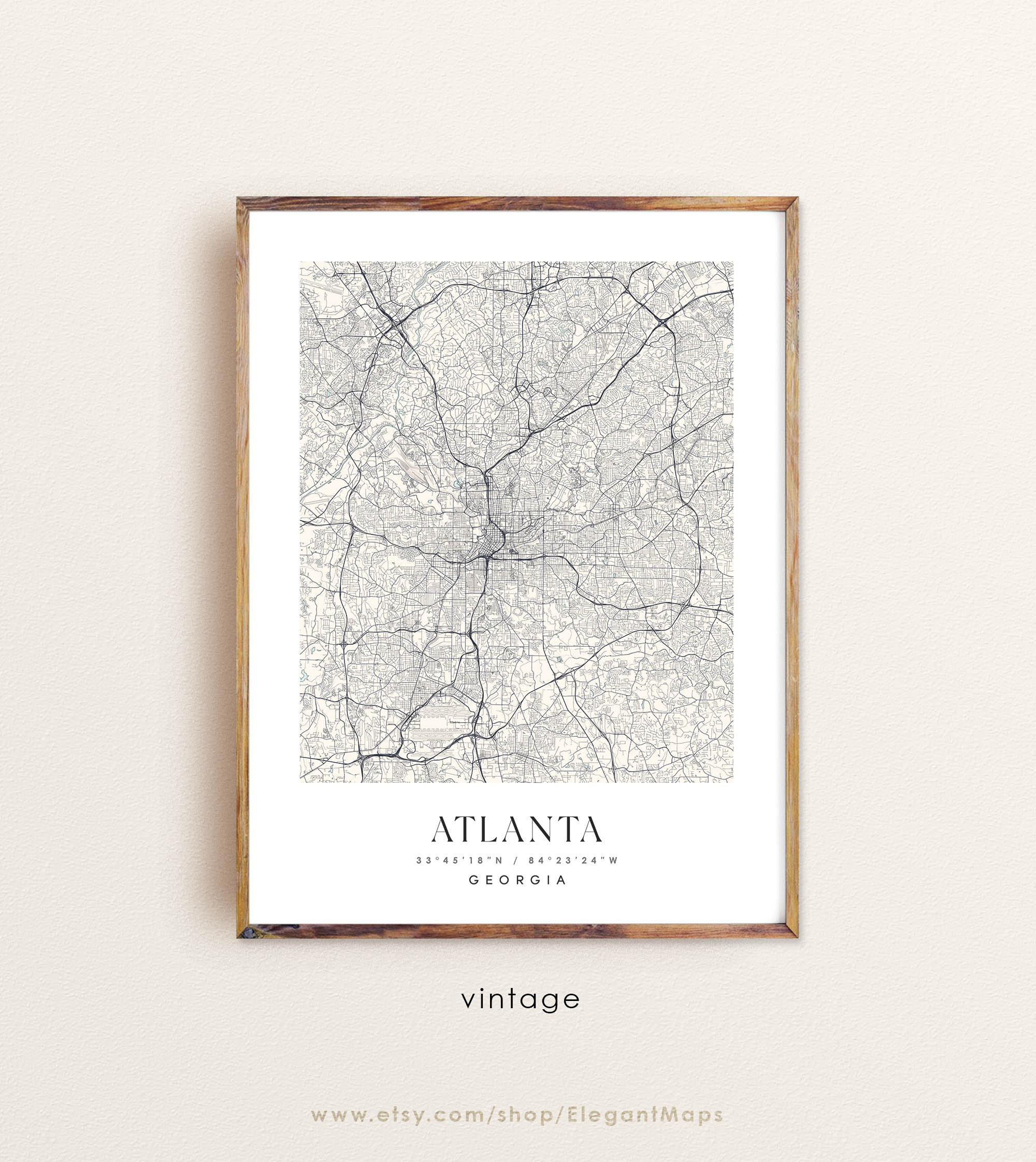 Atlanta Georgia map Atlanta GA map Atlanta city print | Etsy