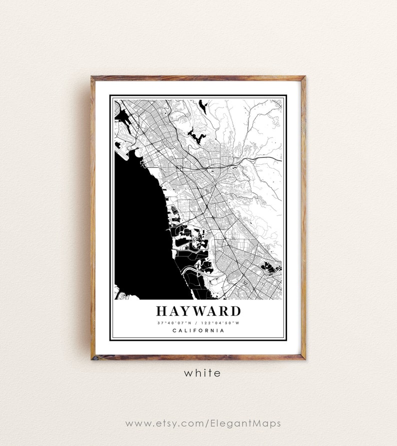 Hayward California Map Hayward CA Map Hayward City Map | Etsy