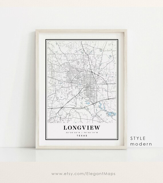 Longview Texas Map Longview TX Map Longview City Map | Etsy
