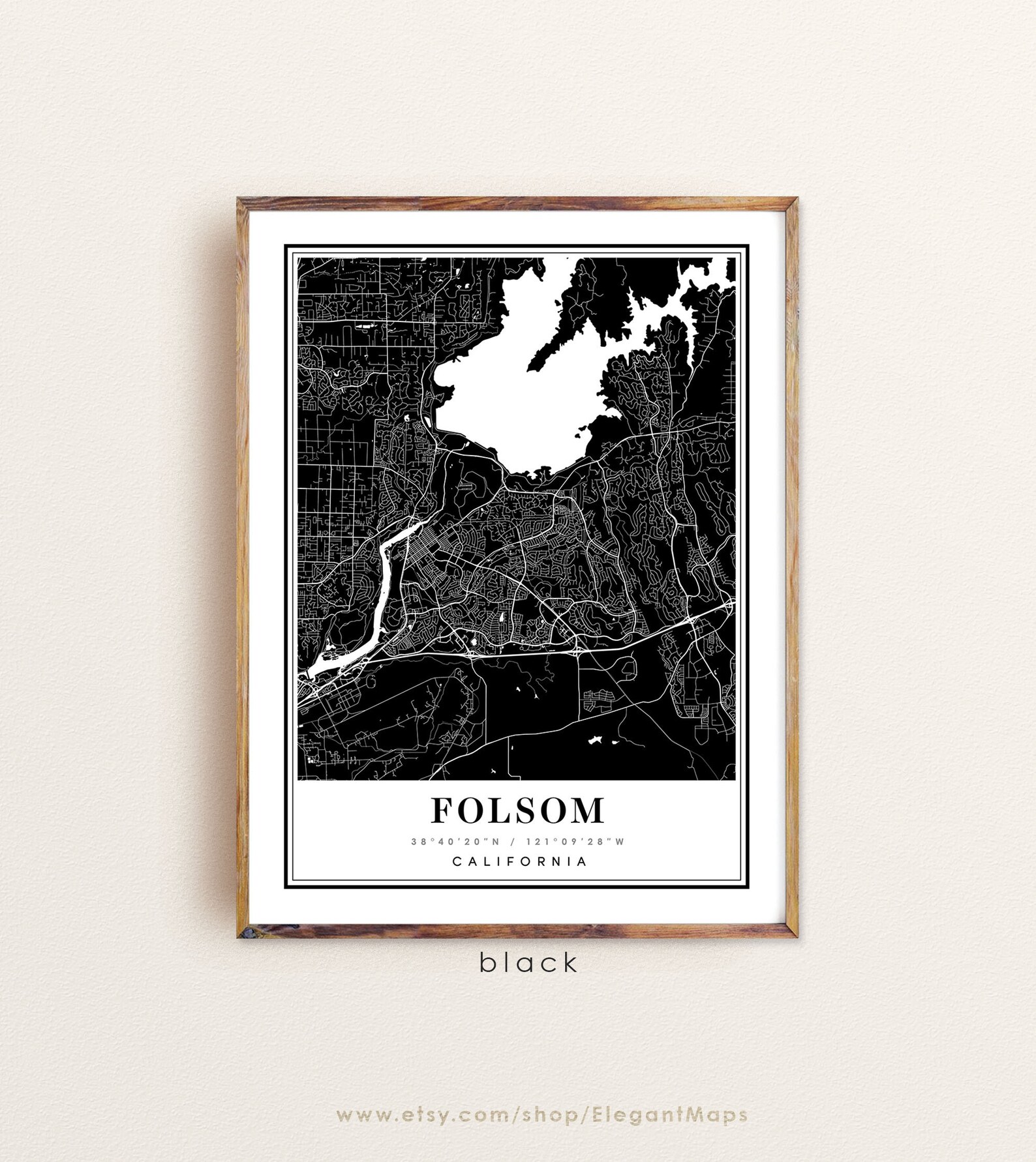 Folsom California map Folsom CA map Folsom city map Folsom | Etsy