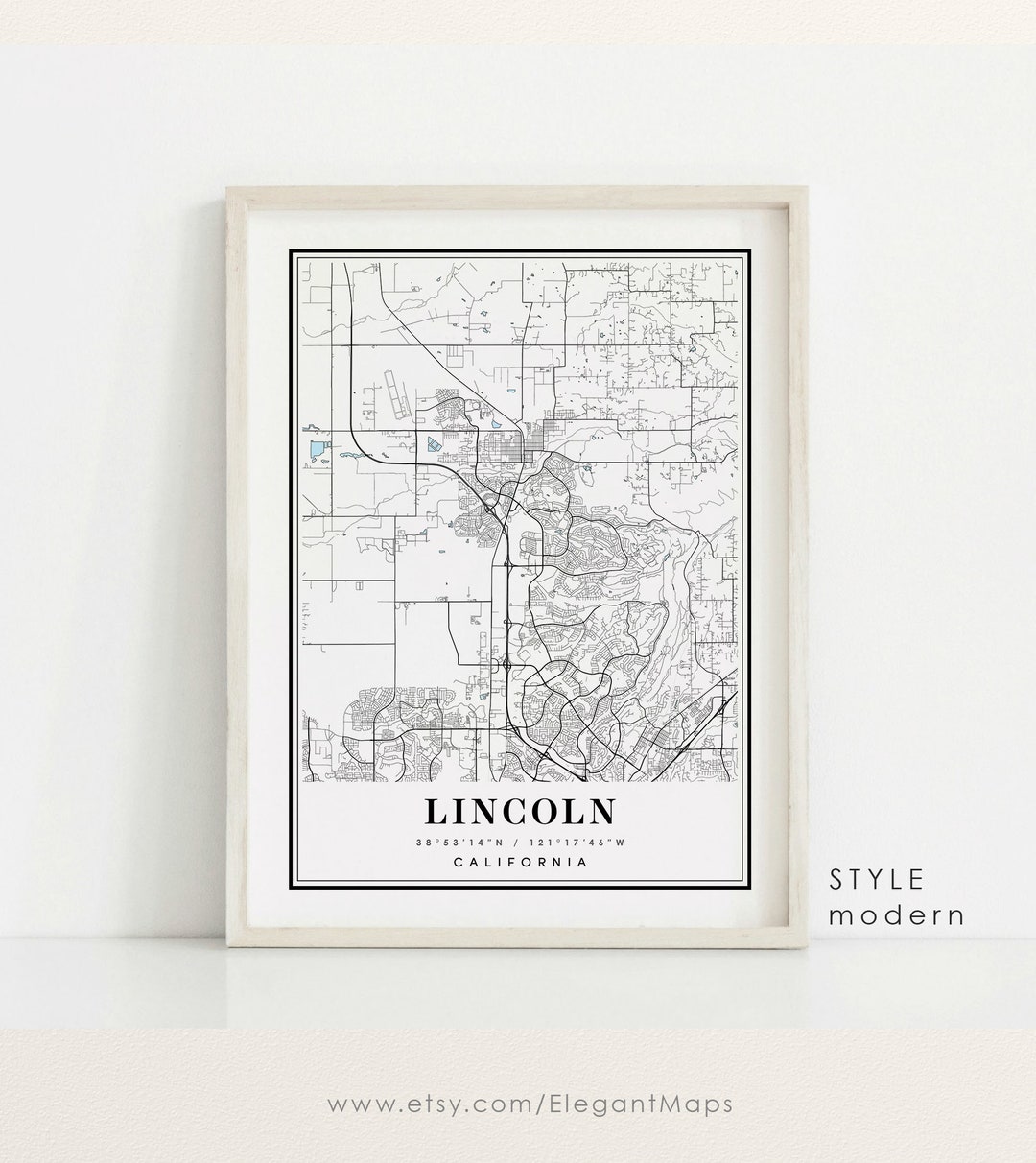 Lincoln California Map Lincoln CA Map Lincoln City Map - Etsy