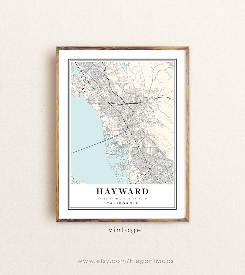 Hayward California Map Hayward CA Map Hayward City Map | Etsy