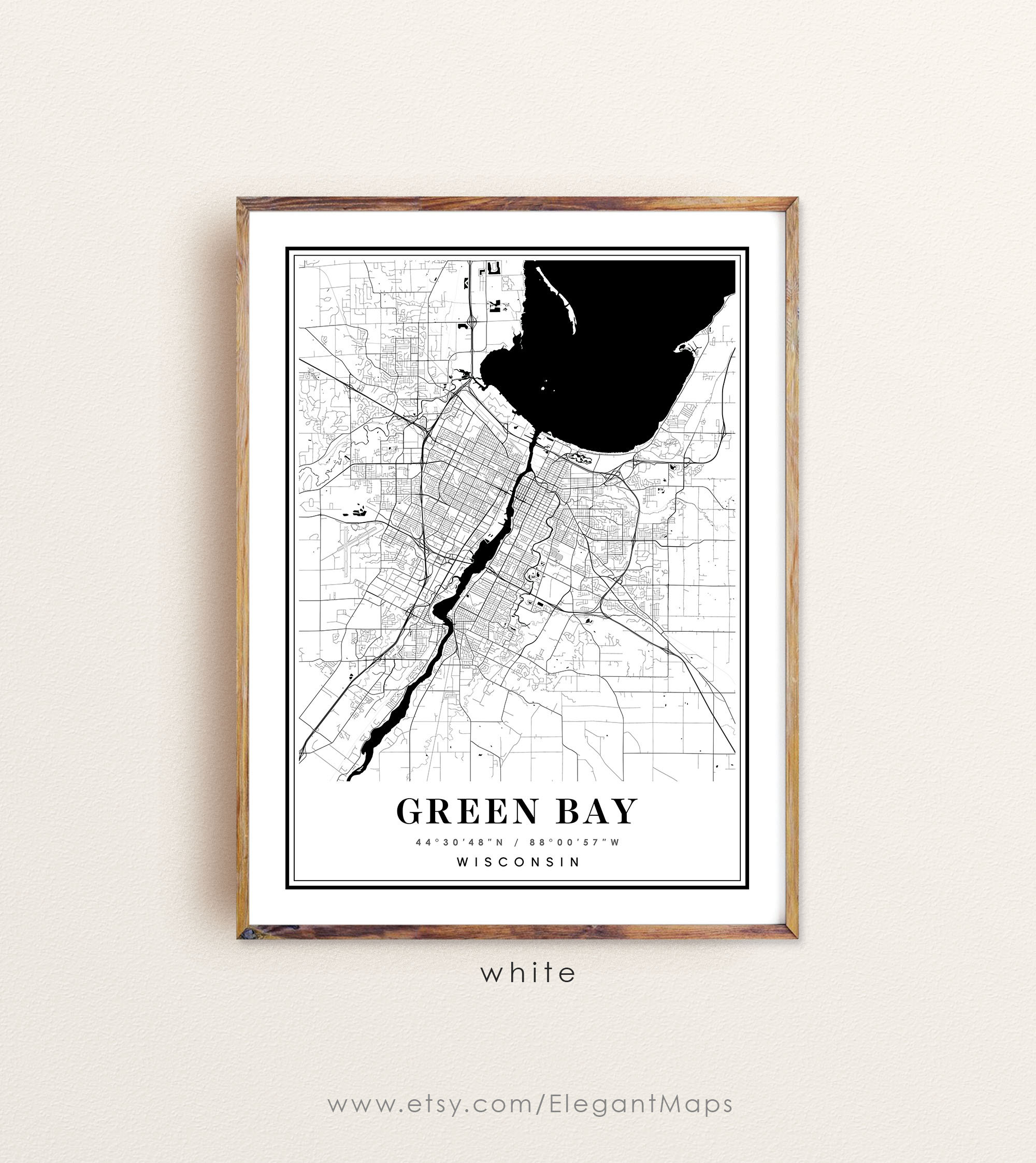 Green Bay Wisconsin Map Green Bay WI Map Green Bay City Map | Etsy