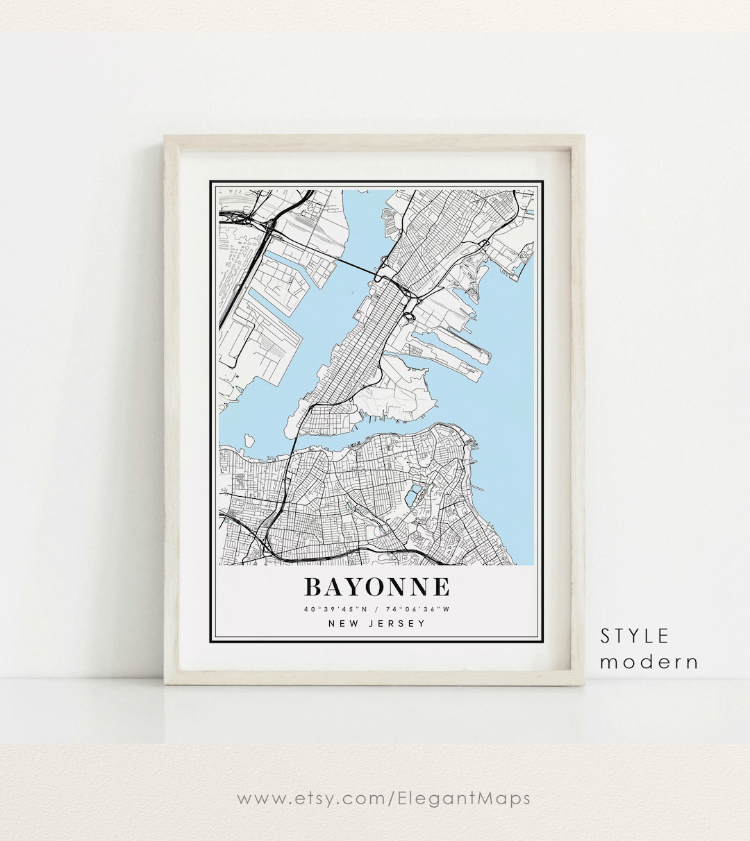 Bayonne New Jersey Map, Bayonne NJ Map, Bayonne City Map, Bayonne Print ...