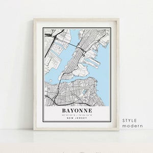 Bayonne New Jersey Map, Bayonne NJ Map, Bayonne City Map, Bayonne Print ...
