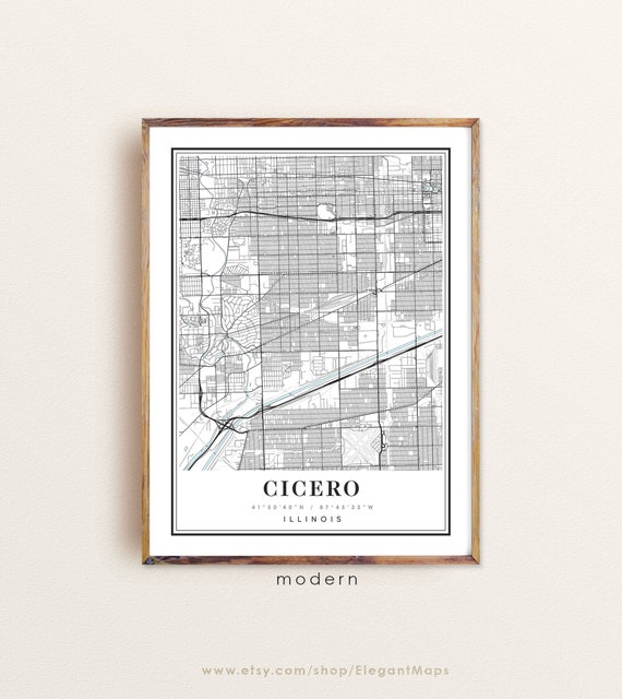 Cicero Illinois map Cicero IL map Cicero city map Cicero | Etsy