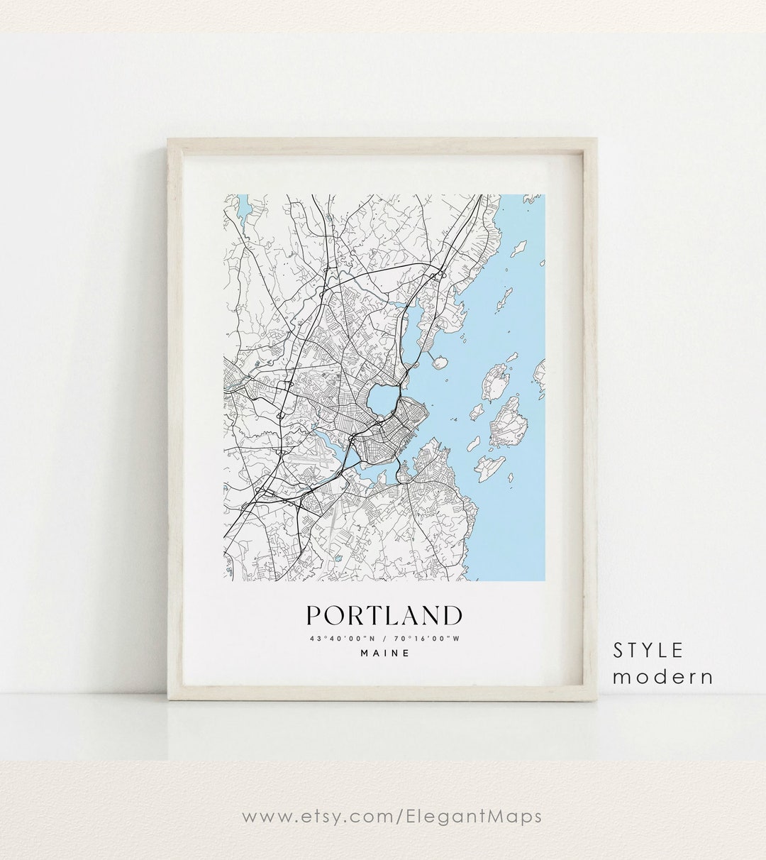 Portland Maine Map, Portland ME Map, Portland City Print, Portland ...