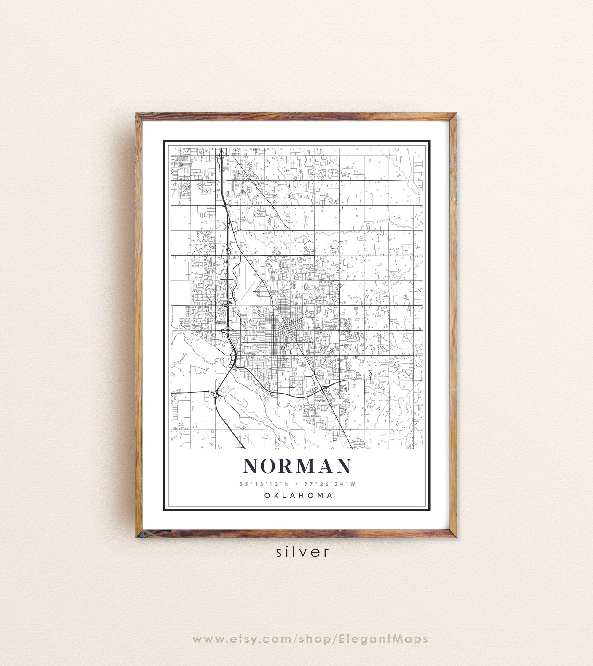 Norman OK Map Norman Oklahoma Map Norman City Map Norman | Etsy