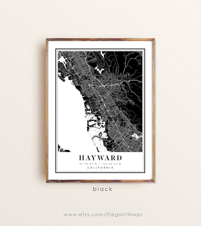 Hayward California Map Hayward CA Map Hayward City Map | Etsy