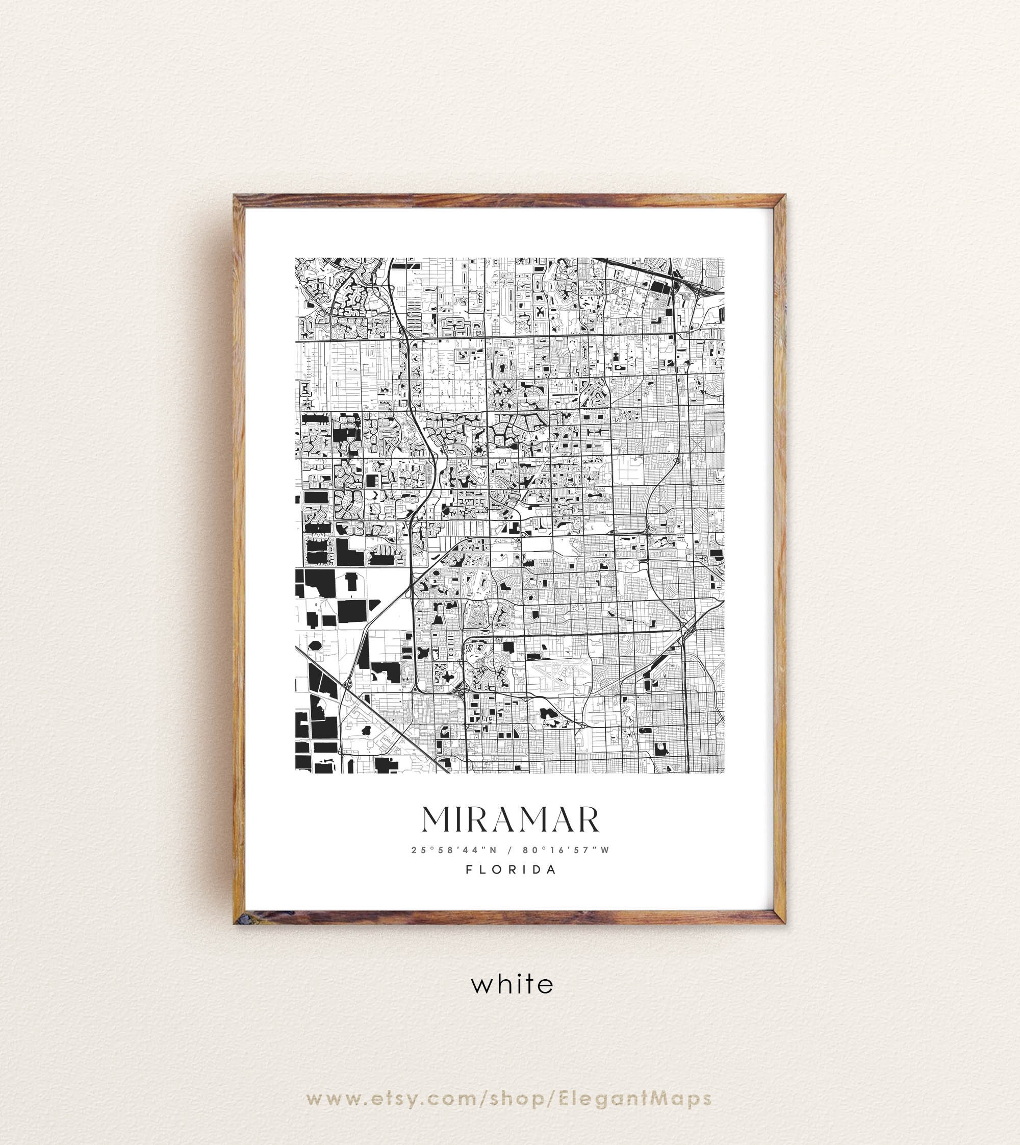 Miramar Florida map Miramar FL map Miramar city print | Etsy