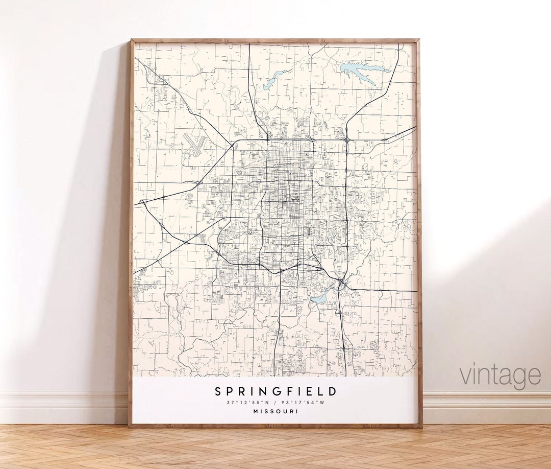 SPRINGFIELD MO City Map Poster, Springfield Missouri Print Art, Custom ...