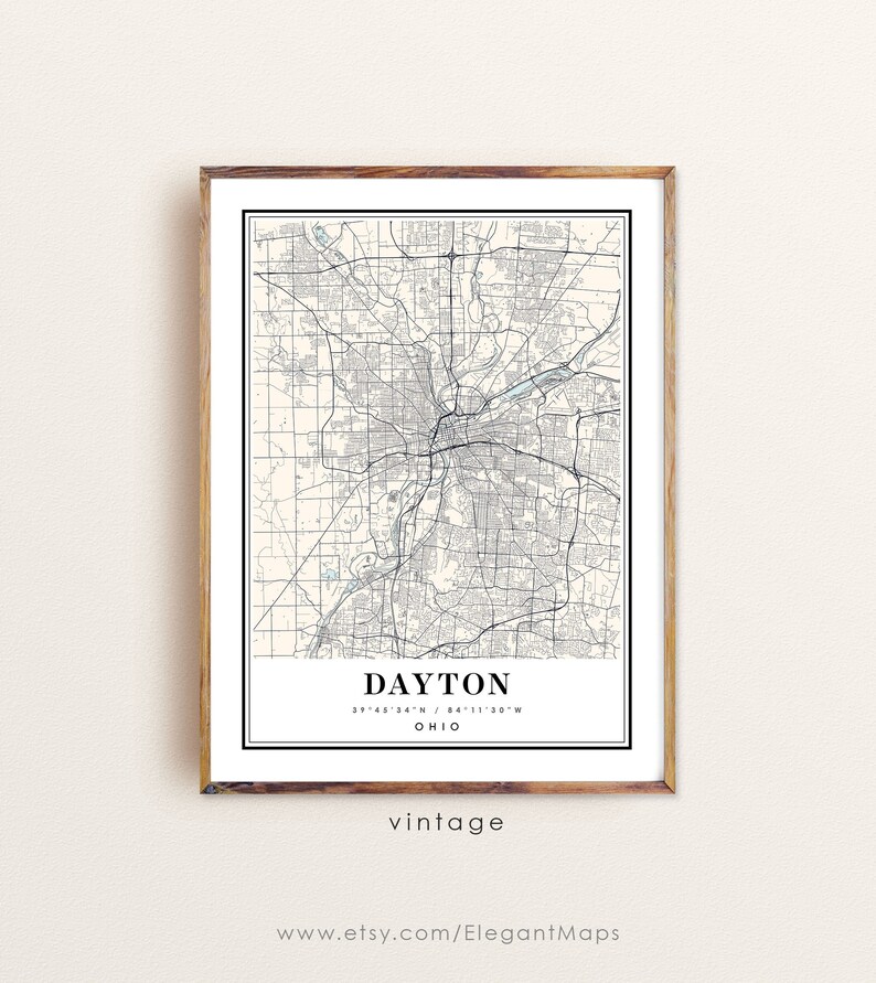 Dayton Ohio Map Dayton OH Map Dayton City Map Dayton Print - Etsy