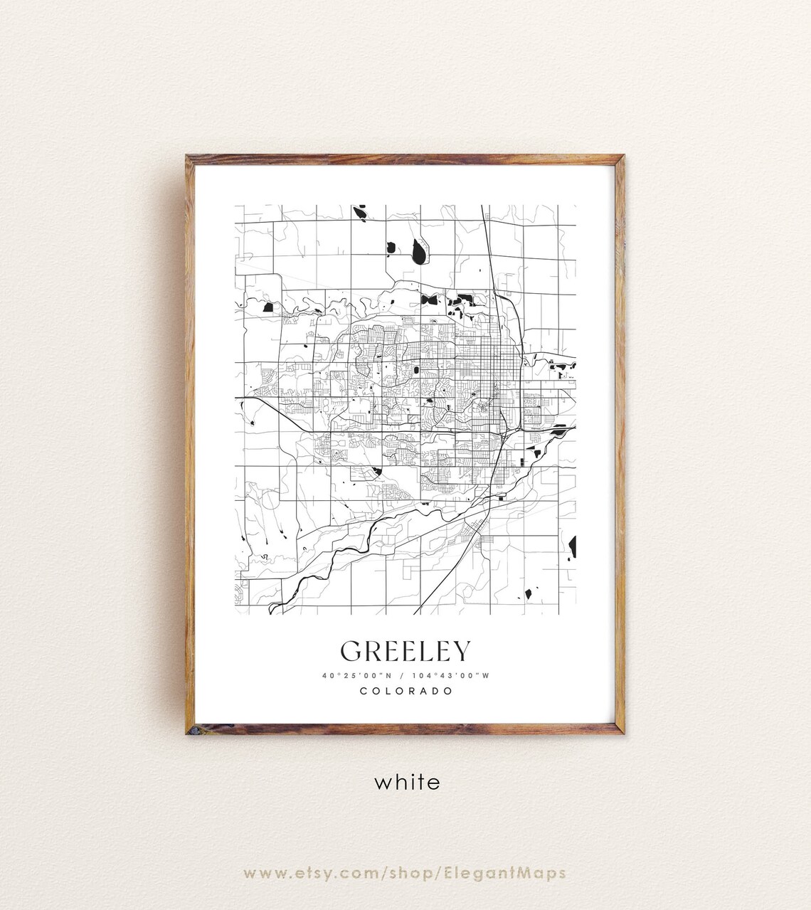 Greeley Colorado map Greeley CO map Greeley city print | Etsy