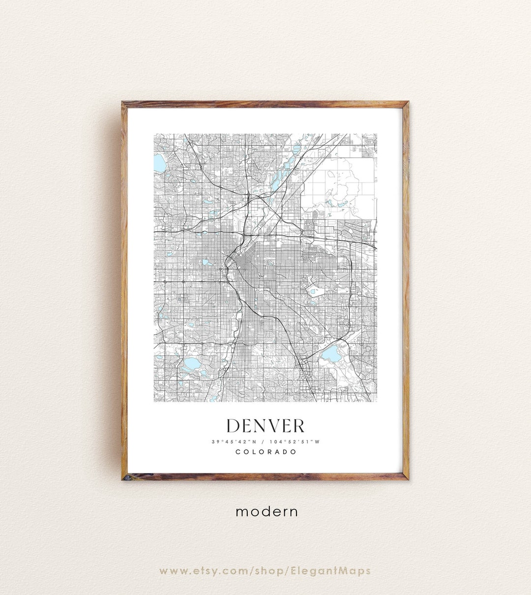 Denver Colorado Map, Denver CO Map, Denver City Print, Denver Poster ...