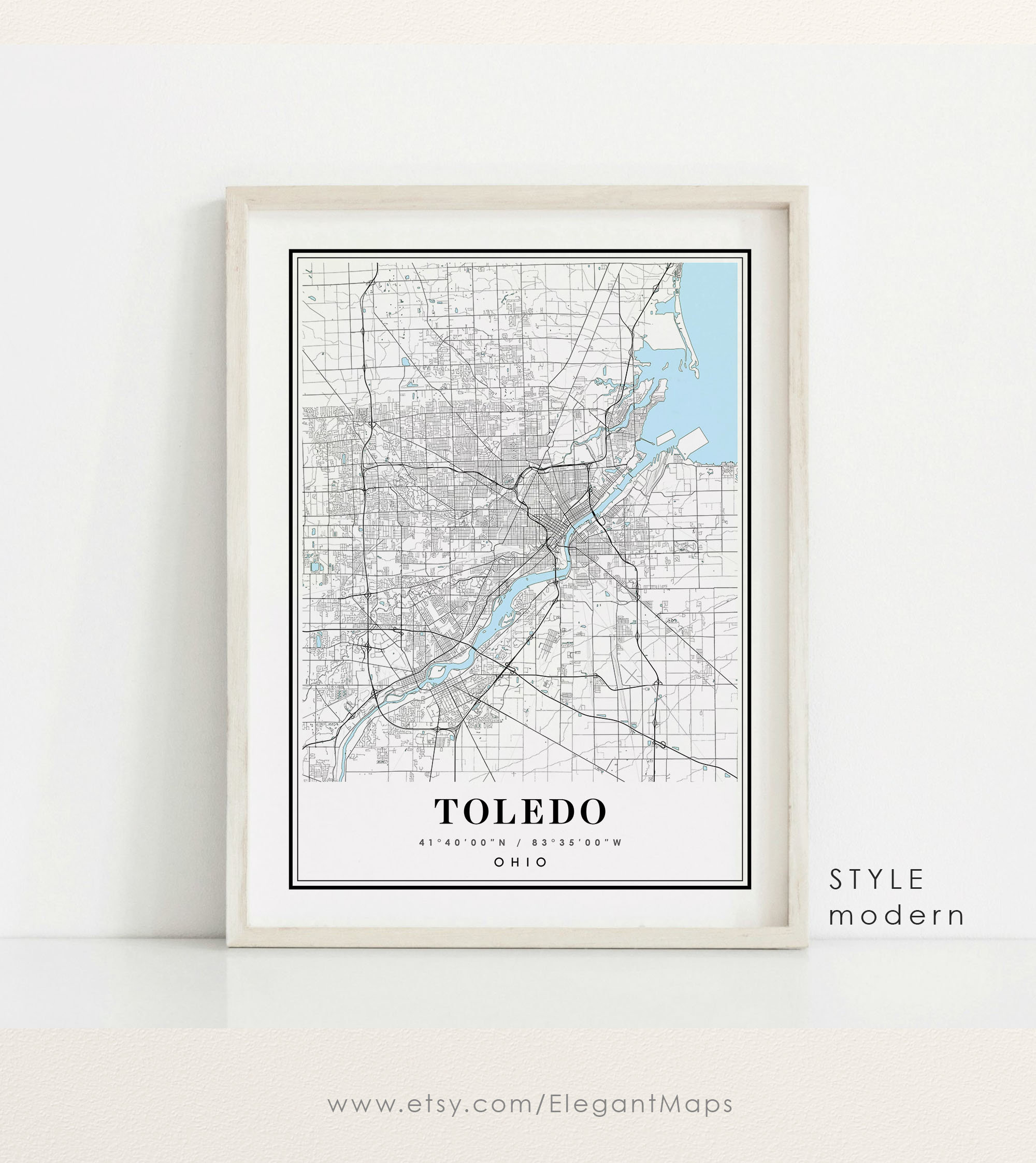 Toledo Ohio Map Toledo OH Map Toledo City Map Toledo Print | Etsy