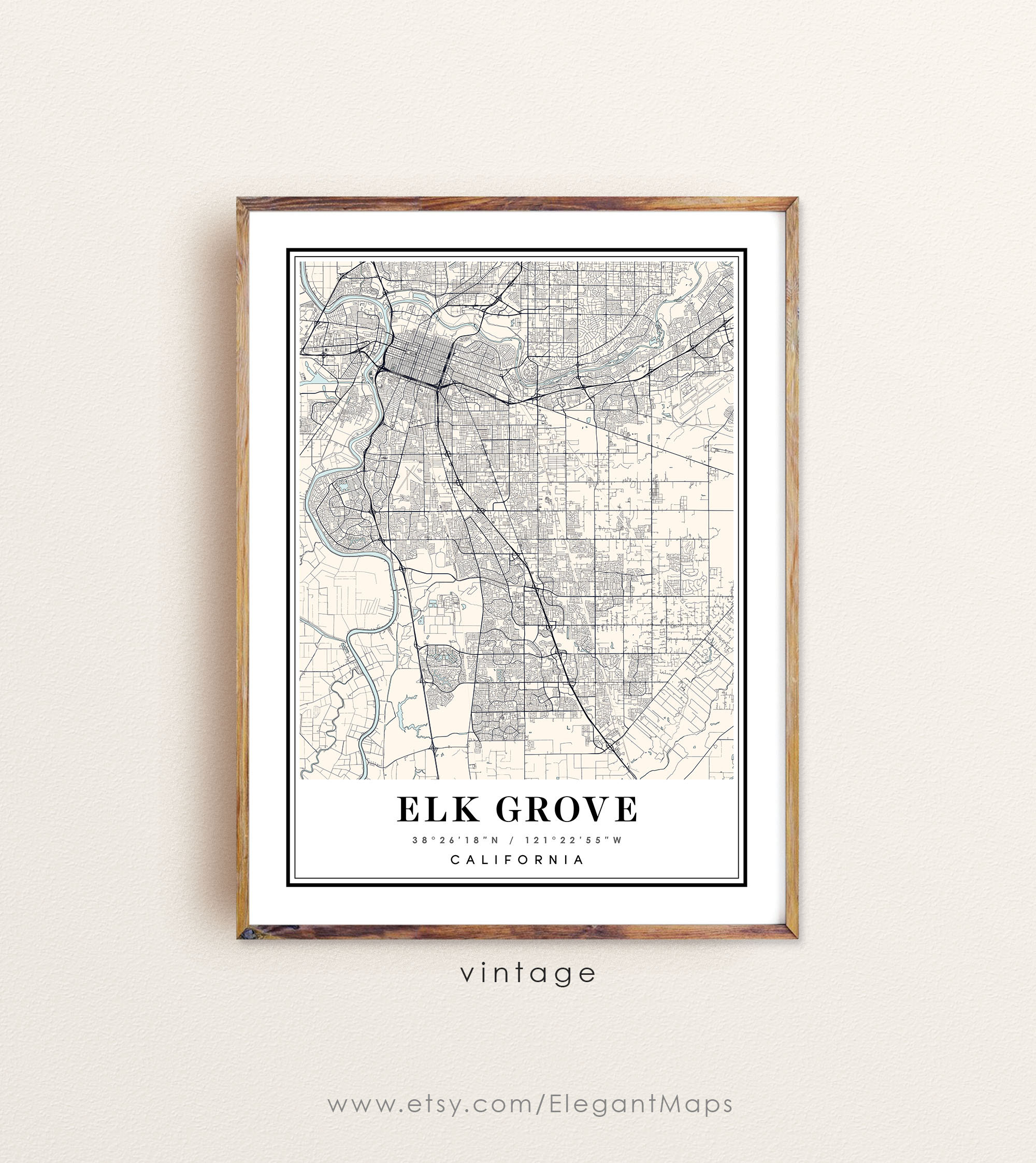 Elk Grove California Map Elk Grove CA Map Elk Grove City - Etsy