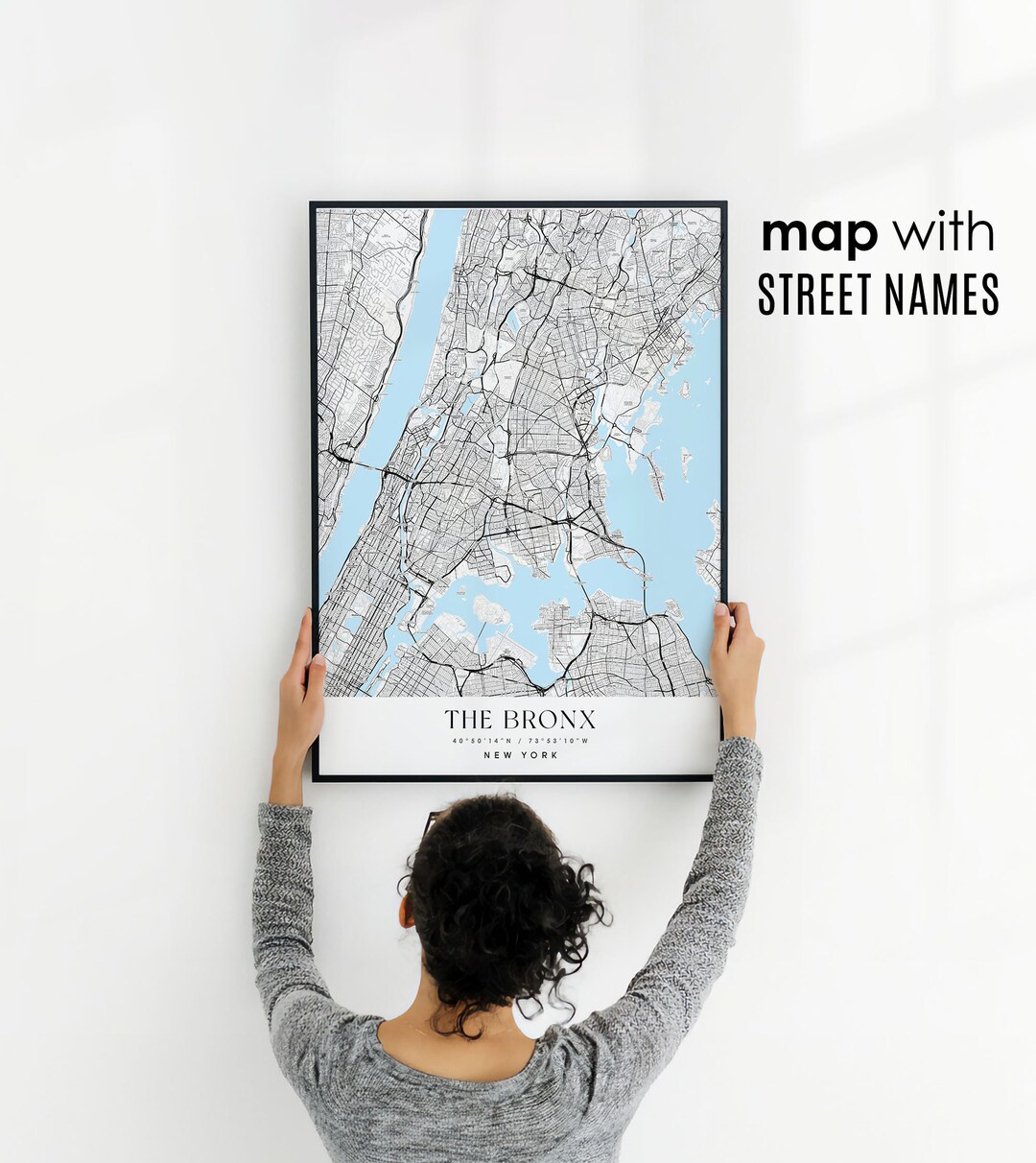 Bronx NY Map With Street Name Labels : A Stylish and Detailed - Etsy