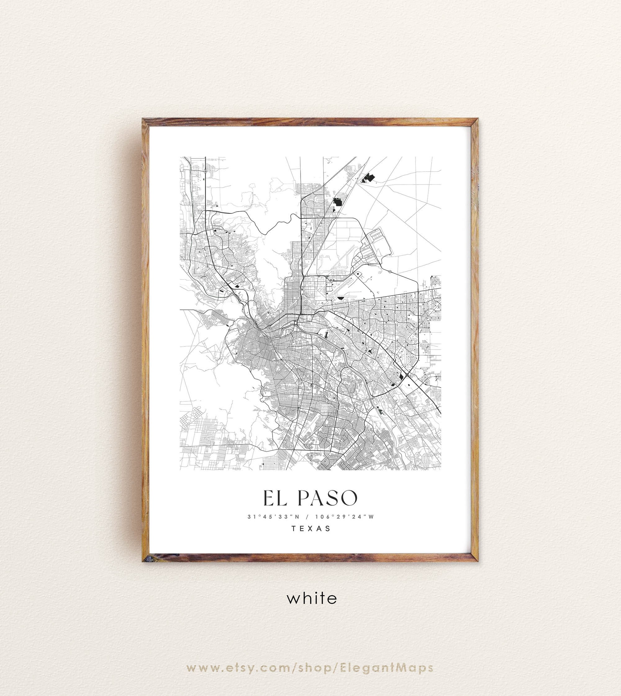 El Paso Texas Map El Paso TX Map El Paso City Print El Paso | Etsy