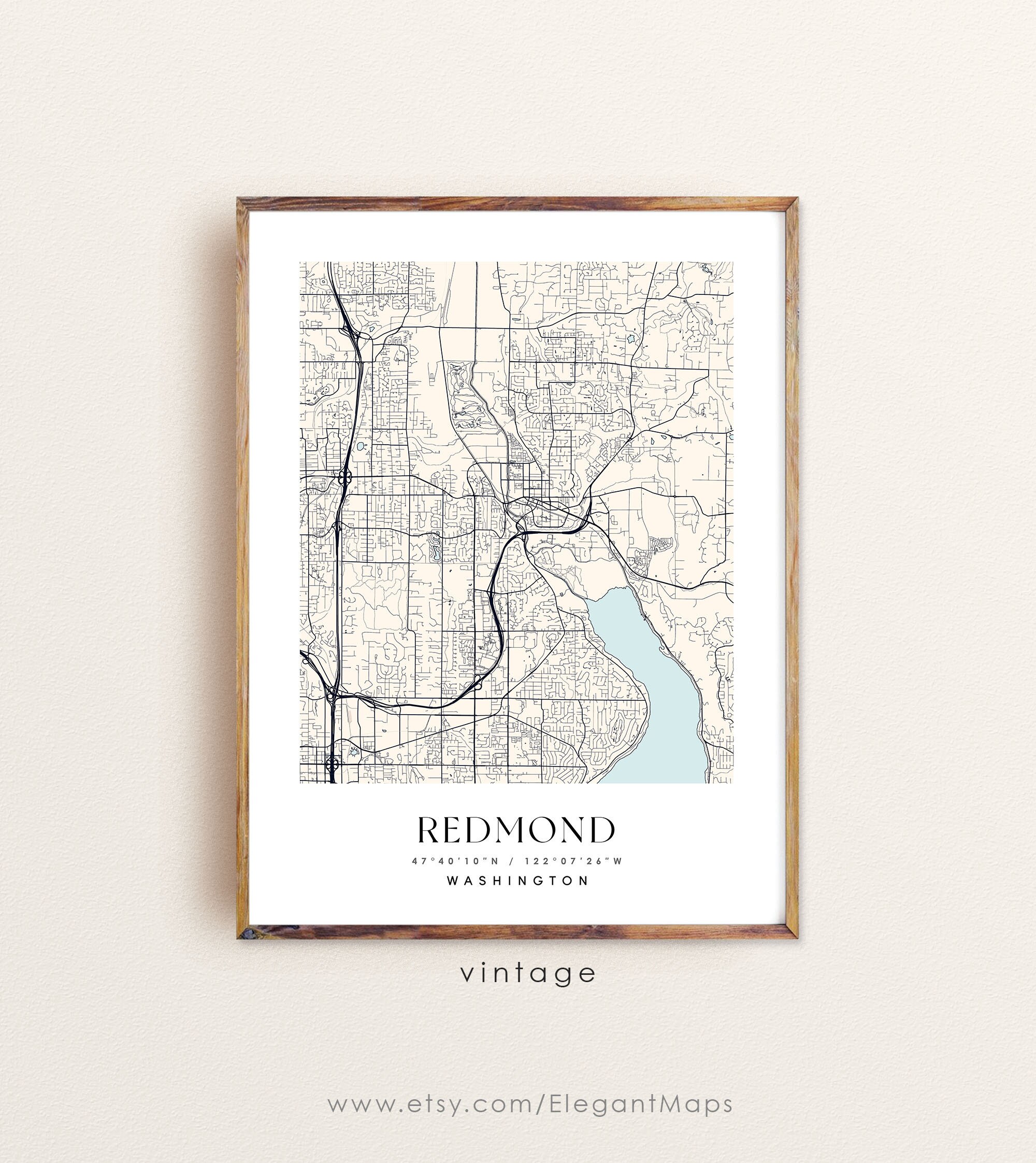 Redmond Washington Map Redmond WA Map Redmond City Print - Etsy UK