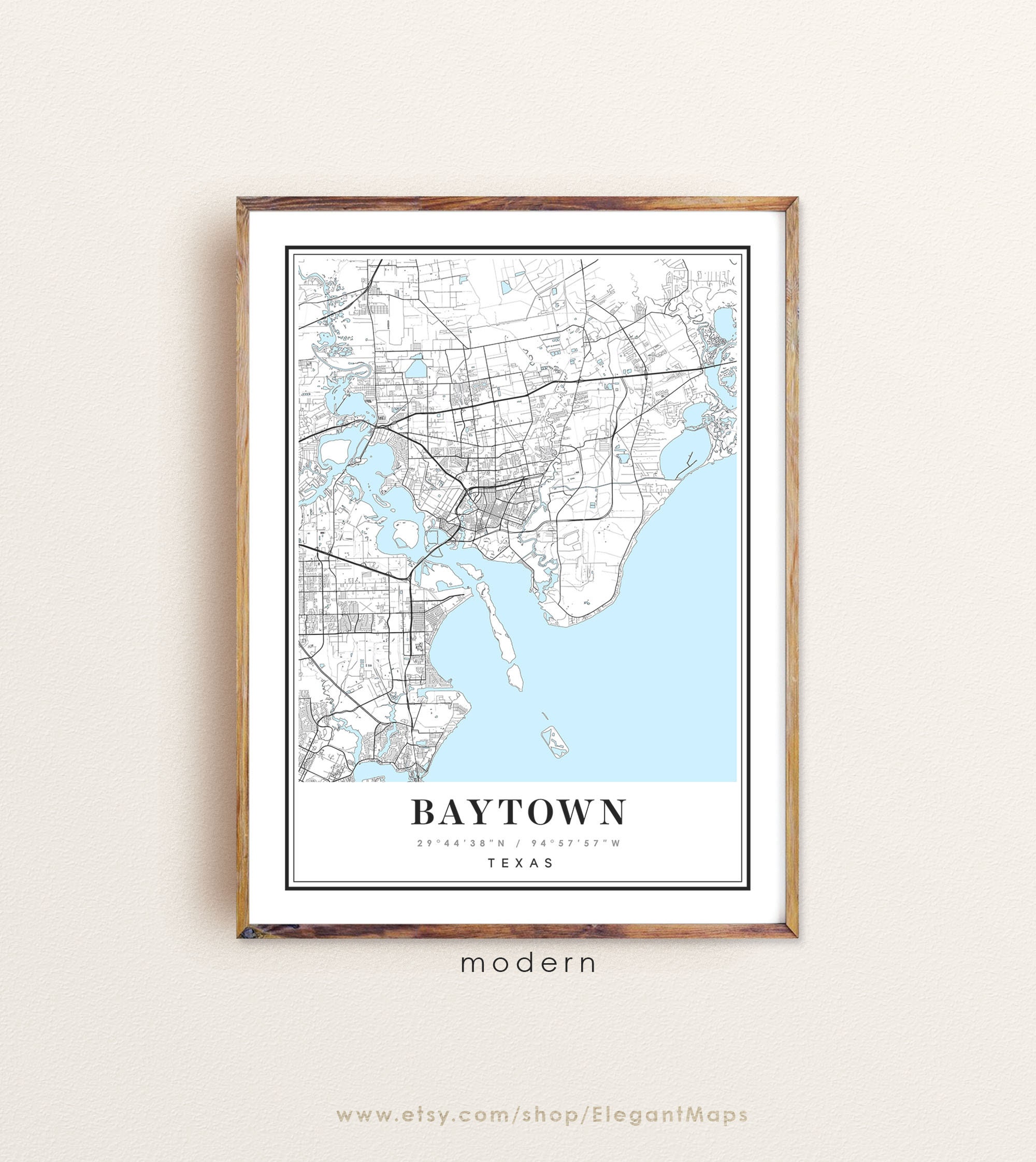 Baytown Texas map Baytown TX map Baytown city map Baytown | Etsy