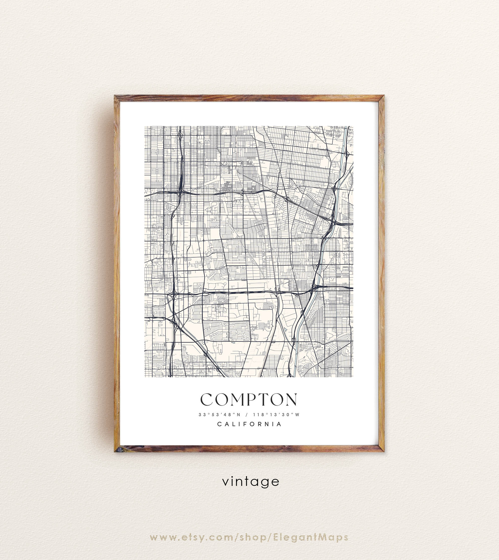 Compton California Map Compton CA Map Compton City Print | Etsy