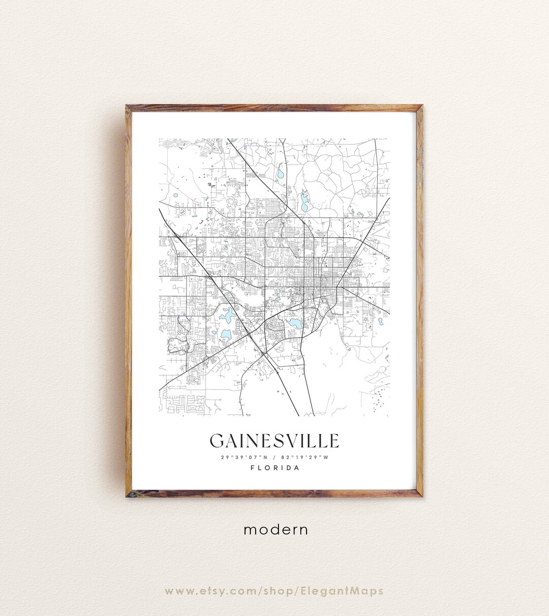 Gainesville Florida Map, Gainesville FL Map, Gainesville City Print ...