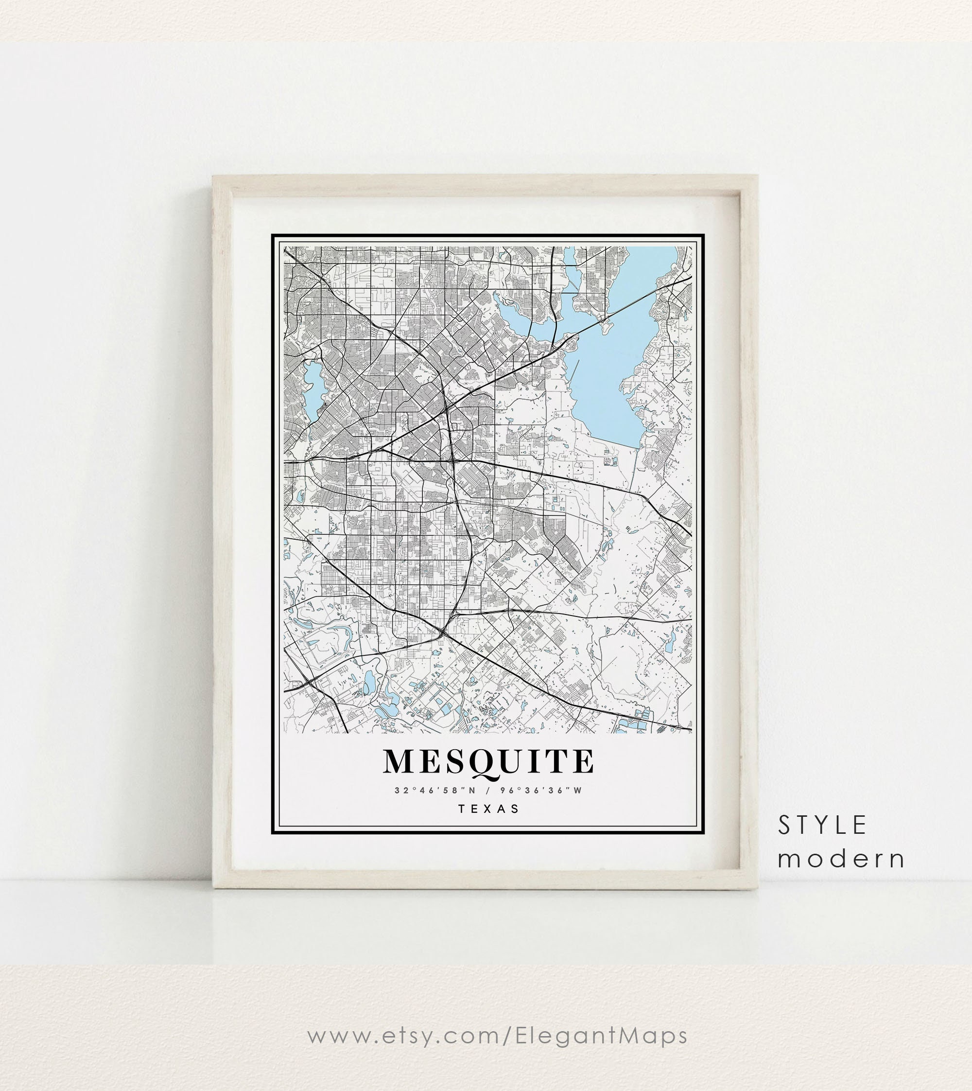 Mesquite Texas Map Mesquite TX Map Mesquite City Map | Etsy